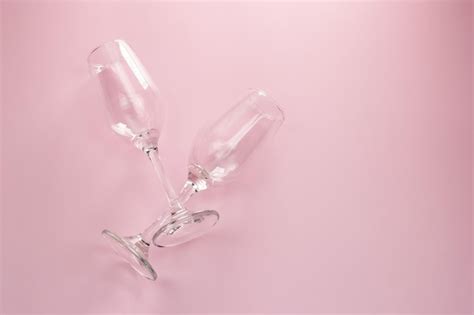 Premium Photo Two Empty Champagne Glasses Background Top View Copy