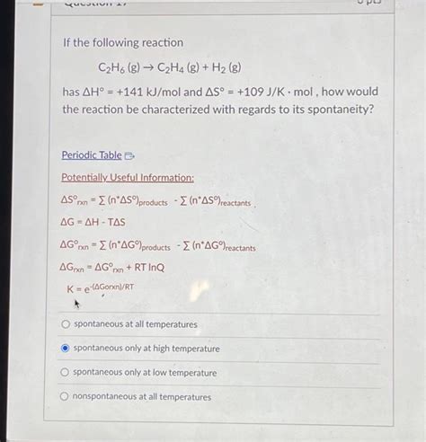 Solved If The Following Reaction C2h6gc2h4gh2g Ha