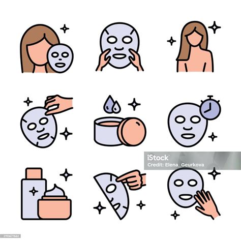 스킨 케어 아이콘 세트 벡터 일러스트 레이 션 메이크업 제거 및 스킨 케어 아이콘 세트 건강한 생활방식에 대한 스톡 벡터 아트 및 기타 이미지 건강한 생활방식 노화