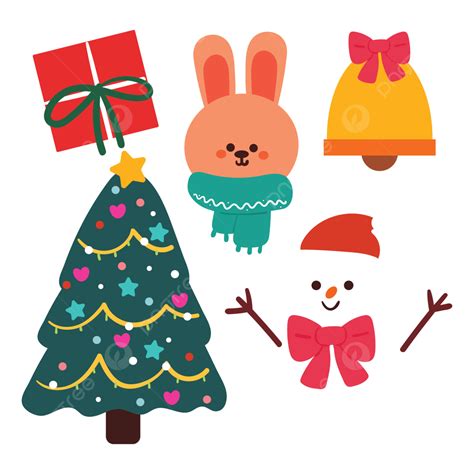 Collection Of Hand Drawn Cute Christmas Sticker Set Vector Christmas