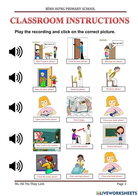 Classroom Instructions Worksheet At Amy Browning Blog