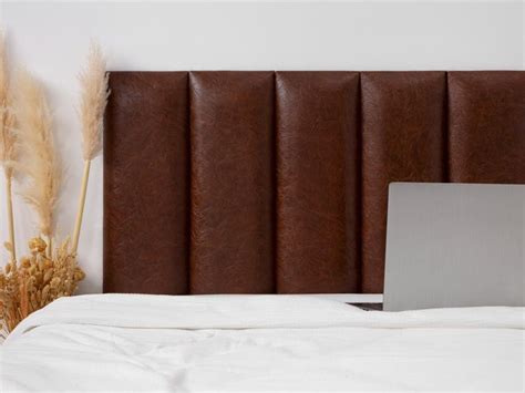 Dark Brown Leather Headboard Upholstered Faux Leather Wall Panel