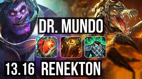 Dr Mundo Vs Renekton Top 16m Mastery 700 Games 5315 Euw
