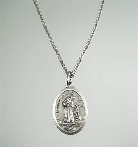 Saint Francis Of Assisi Prayer Medal Necklace Etsy