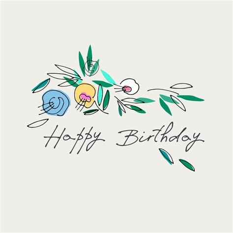 Premium Vector Happy Birthday Greeting Card Design With Floral