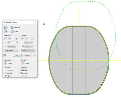 Solved Patterning A Rib Around A Curve Nonsensical Results Inventor