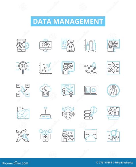 Data Management Vector Line Icons Set Data Management Storage Organization Retrieval