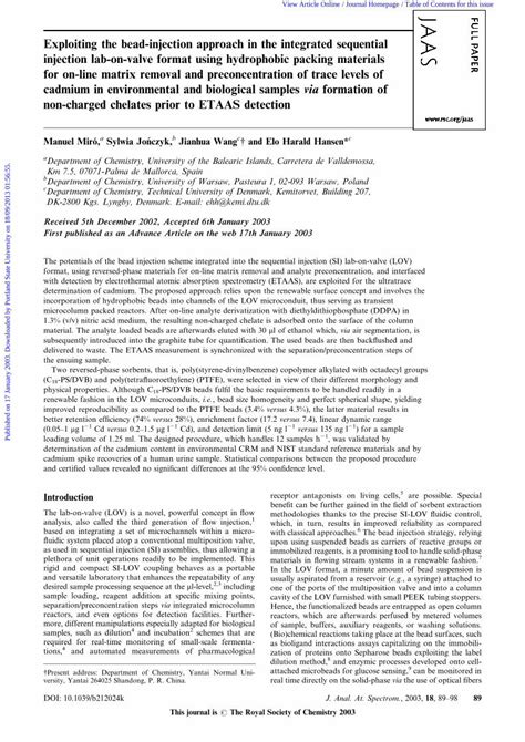 Pdf Exploiting The Bead Injection Approach In The Integrated