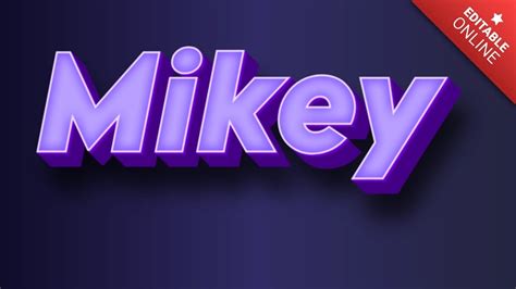 Mikey Purple Neon 3d Text Effect Generator