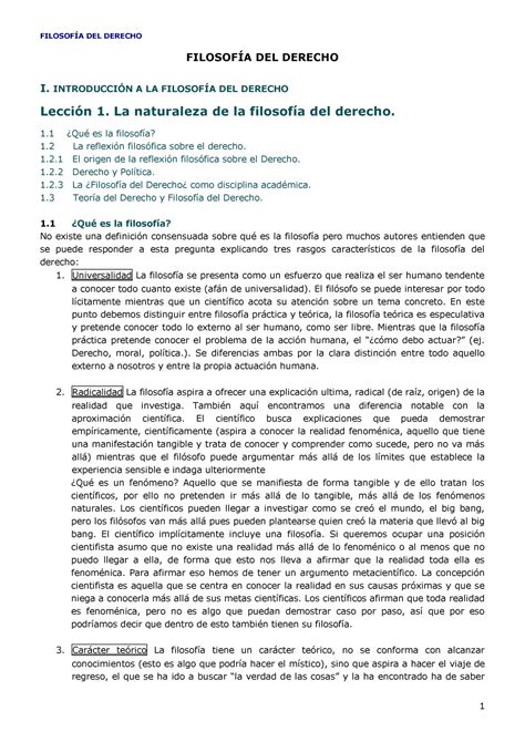 Filosofia Apuntes para un FILOSOFÍA DEL DERECHO I INTRODUCCIÓN A LA FILOSOFÍA DEL DERECHO