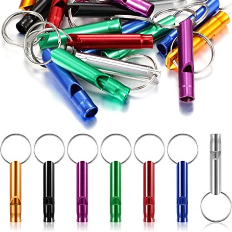 Lot de 105 sifflets d urgence en aluminium avec porte clés Sifflet de