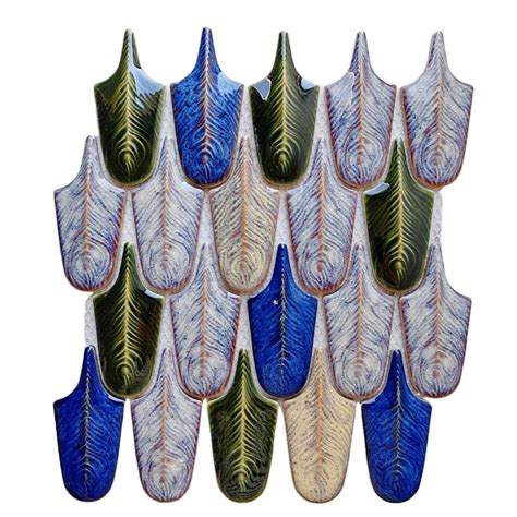 Mixed Color Feather Mosaic Tile Articture
