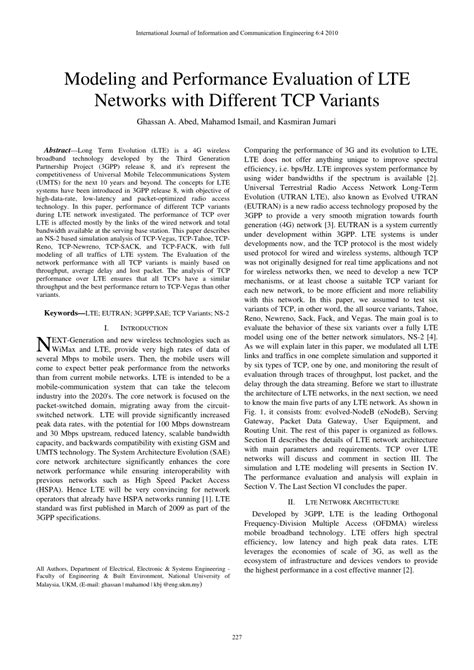 Pdf Modeling And Performance Evaluation Of Lte Networks With