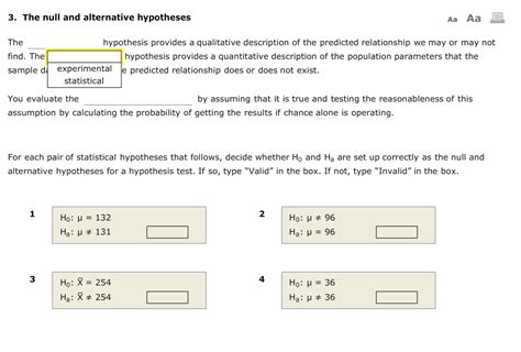 Solved 3 The Null And Alternative Hypotheses Aa Aa E The