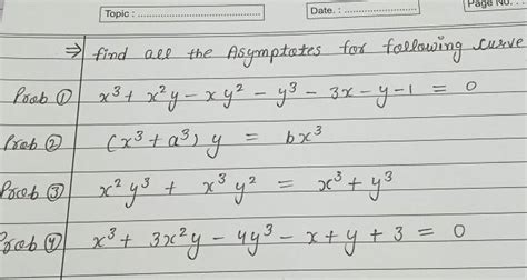 ⇒ find all the asymptotes for following curve filo