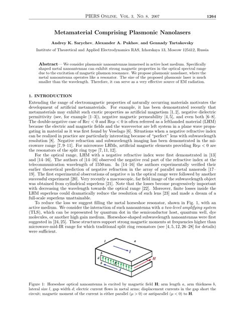 Pdf Metamaterial Comprising Plasmonic Nanolasers