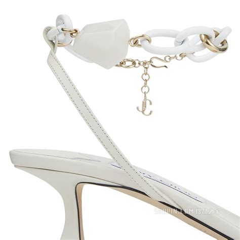 【jimmy Choo 周仰杰】rue 50 脚链缀饰拿铁色小牛皮露跟高跟鞋 Rue50clf080258 搜品之家