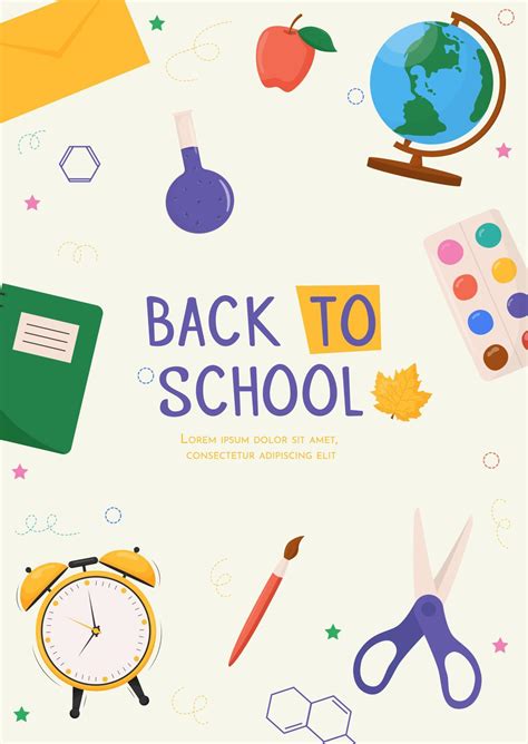 Carte De Retour à Lécole Avec Des Fournitures Scolaires Colorées