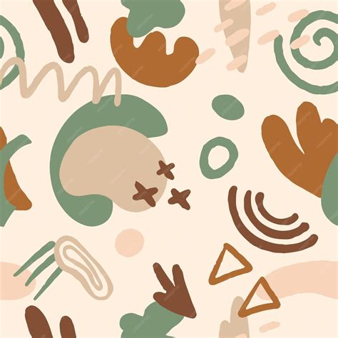 Premium Vector Hand Drawn Abstract Shapes Seamless Pattern