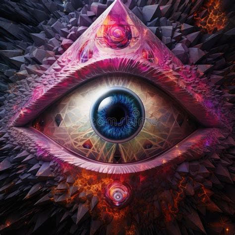 A Colorful Eye With A Triangle In The Center Stock Illustration