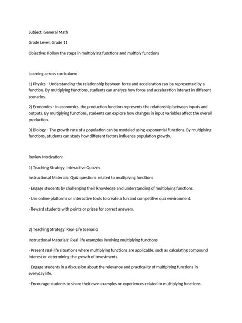 Multiplying Functions Pdf Function Mathematics Cognition