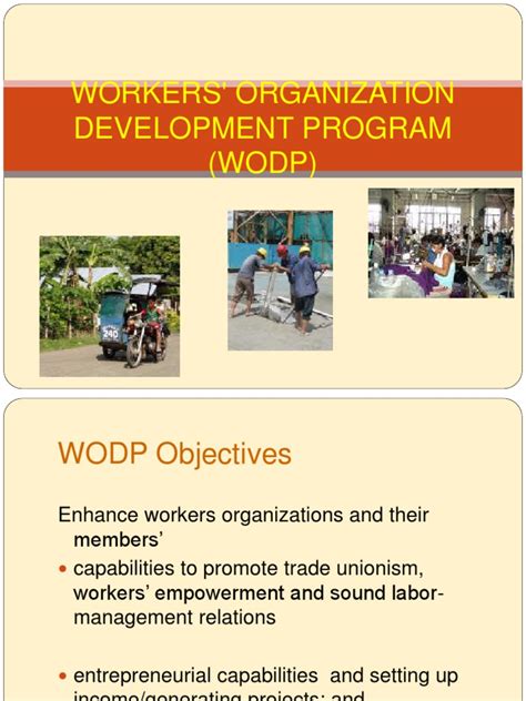 Workers Organization Development Program Wodp Dole Ncr Pdf Trade