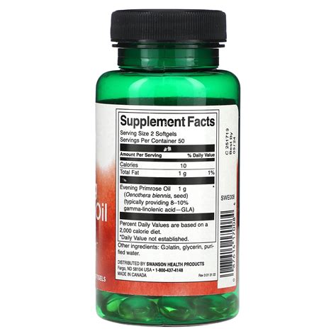 Swanson Evening Primrose Oil 500 Mg 100 Softgels
