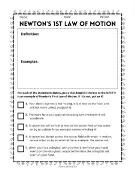 Newton S First Law Of Motion Notes Lab And Poster By McKenzie Science