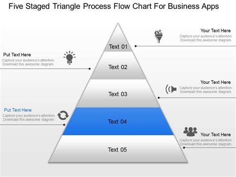Five Staged Triangle Process Flow Chart For Business Apps Ppt Template