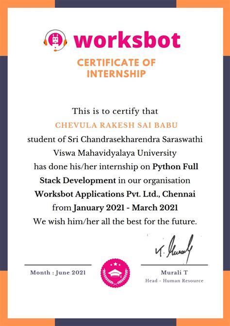 Chevula Rakesh Sai Babu On Linkedin Python Internship Fresher