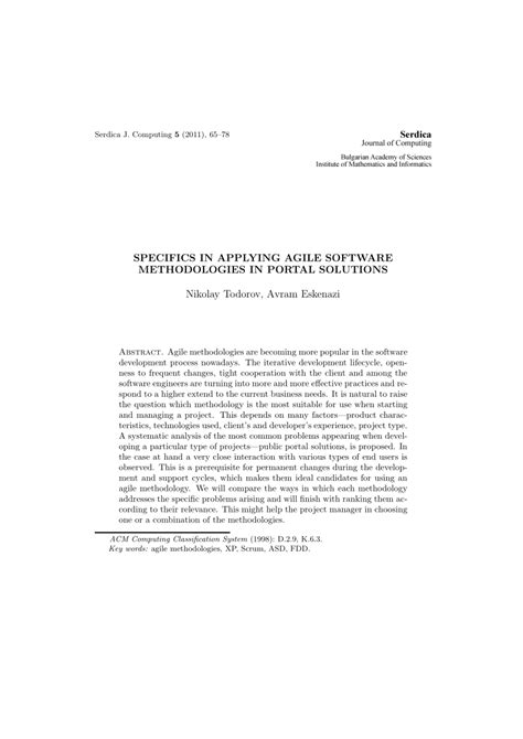 pdf specifics in applying agile software methodologies in portal
