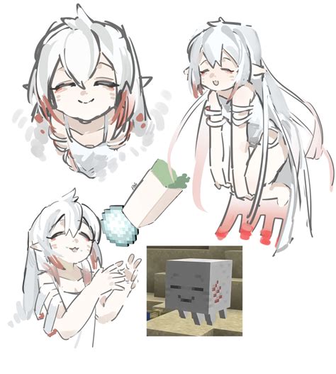 Tart Egg97970 Ghast Happy Ghast Minecraft Absurdres Highres 1girl 3 Barefoot Blush