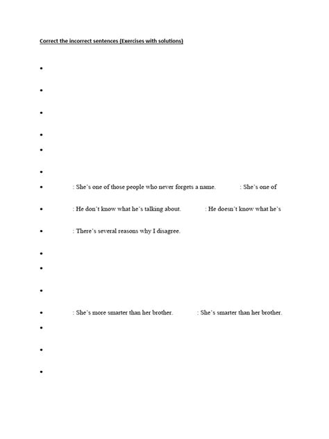 Correct The Incorrect Sentences Pdf