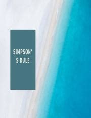 Simpson S Rule 1 Pptx SIMPSON S RULE A R E A S A N D V O LU M E S Simpson S Rules May Be