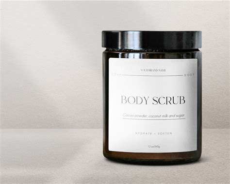 Editable Body Sugar Scrub Label Template Minimalist Body Sugar Scrub