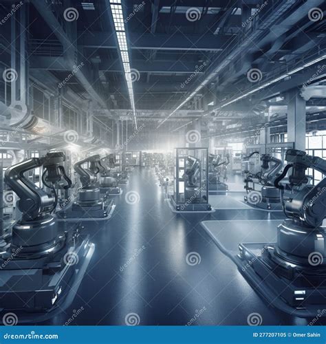 High Tech Manufacturing Facility With Advanced Robotics And Automation Technology Stock Image