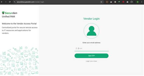 Accessing The Vendor Login Page In Securden Unified Pam