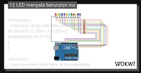 12 Led Menyala O Wokwi Esp32 Stm32 Arduino Simulator