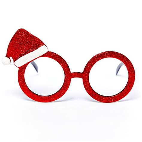 Santa Hat Glasses Christmas Fancy Dress Glitter Glasses Fancy Dress