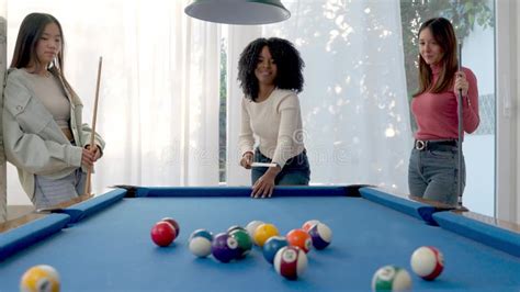 Woman Dancing At Pool Table With Friends Stock Video Video Of Room