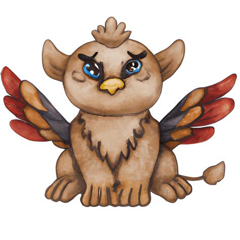 Cute Griffon Kawaii Chibi Illustration · Creative Fabrica