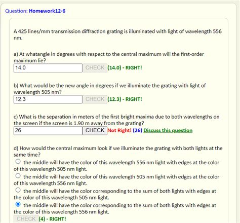 Solved A 425 Lines Mm Transmission Diffraction Grating Is
