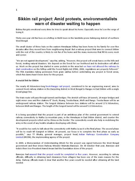 5 Case Of Sikkim Rail Project Pdf Natural Environment Disaster