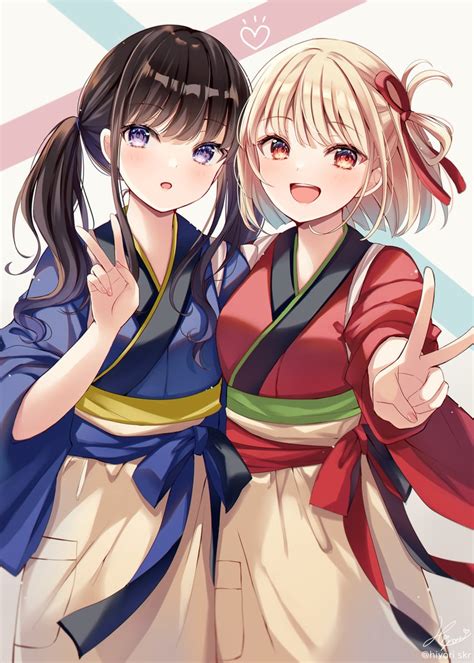 Nishikigi Chisato And Inoue Takina Lycoris Recoil Drawn By Sakura