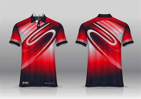 유니폼 템플릿을 위한 티셔츠 폴로 스포츠 디자인 배드민턴 저지 모형 프리미엄 벡터