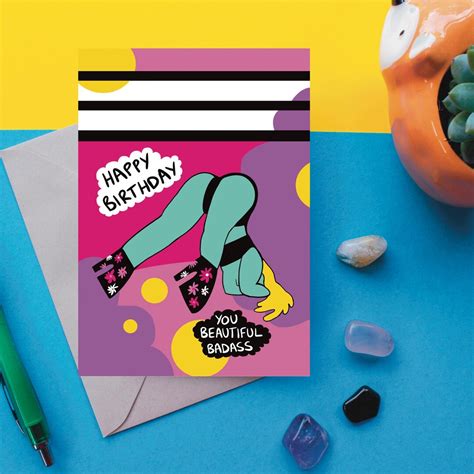 Happy Birthday You Beautiful Badass Empowering Birthday Card Pole