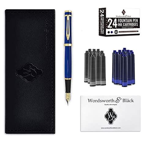 Wordsworth And Black Fountain Pen Set 18k Gilded Medium Nib Includes 24