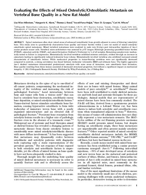 Pdf Osteolytic Versus Mixed Osteolytic Osteoblastic Vertebral