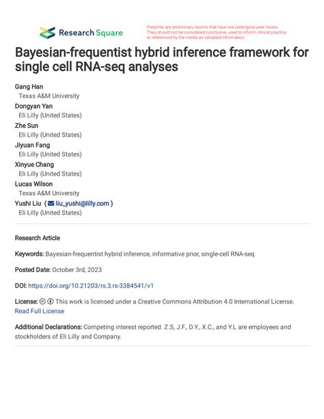 Pdf Bayesian Frequentist Hybrid Inference Framework For Single Cell