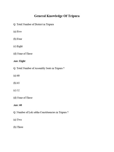 Tripura Gk Paper Pdf Politics Of India